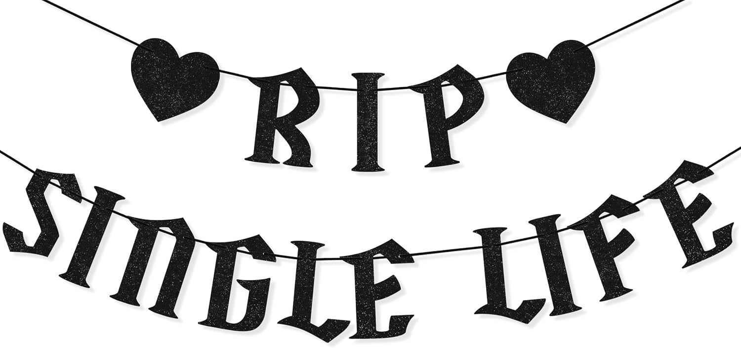 Pre-Strung Rip Single Life Banner Gothic Bachelorette Party Decorations ...