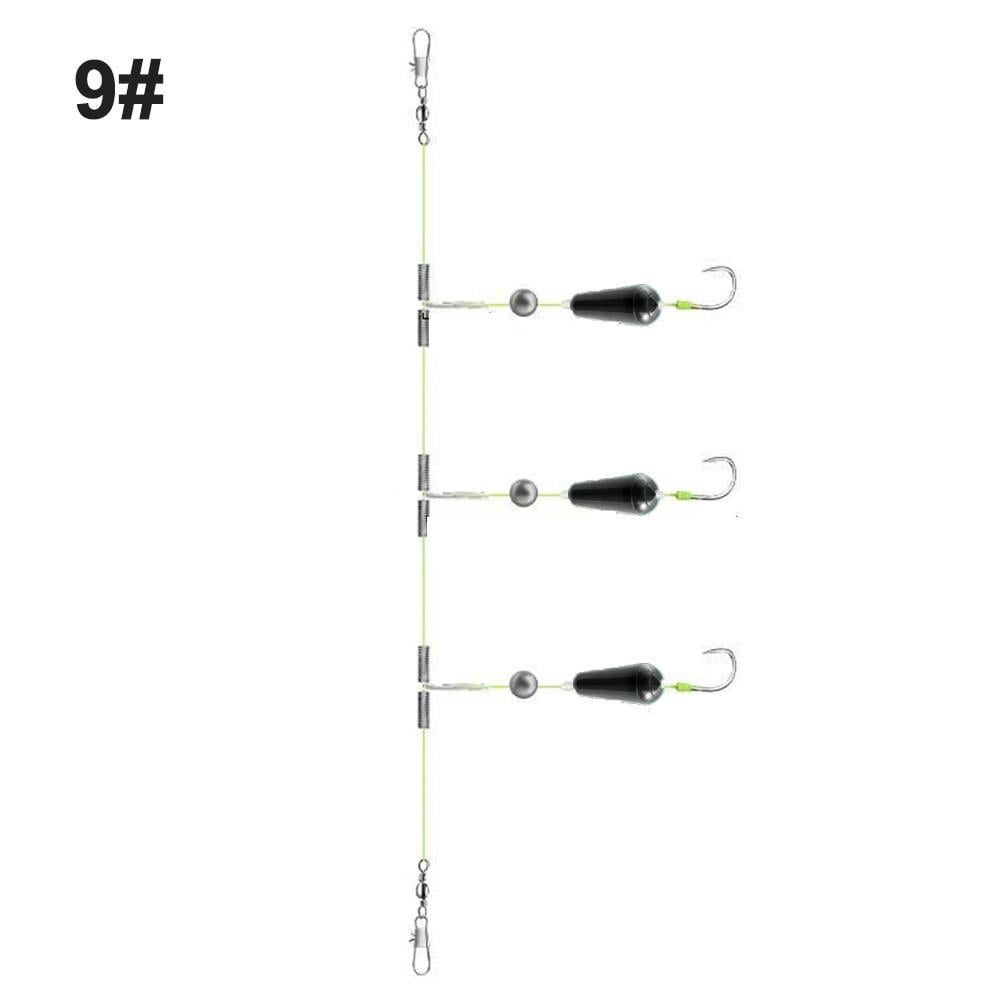 Pre-Tied Anti-Snagging Fishing Rig, 3 High-Carbon Steel Hooks with ...