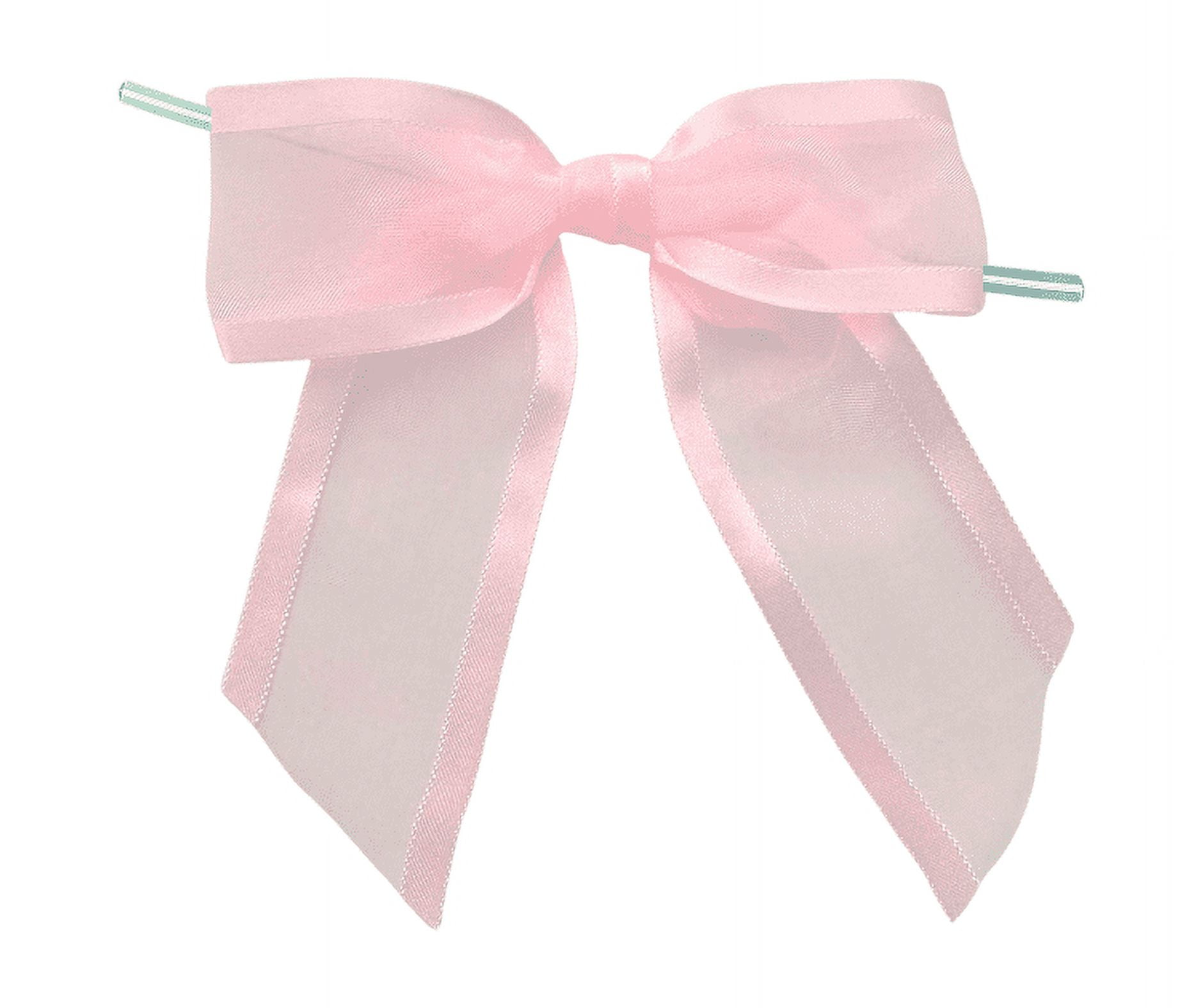 Pre-Tied Pink Organza Bows - 4 1/2" Wide, Set of 12, Easter, Wedding ...
