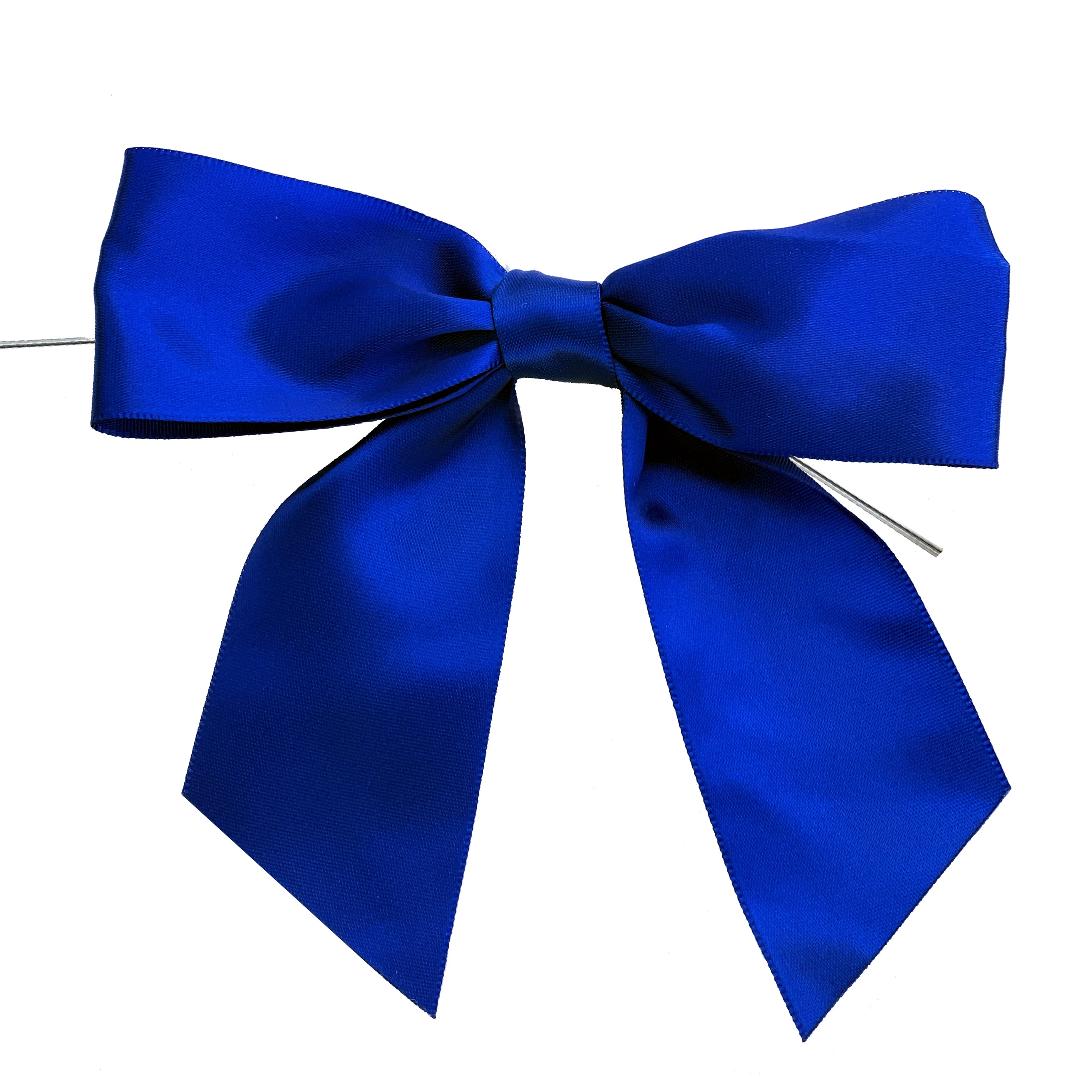 Pre-Tied Royal Blue Satin Bows - 4 1/2" Wide, Set of 12, Wired Craft ...