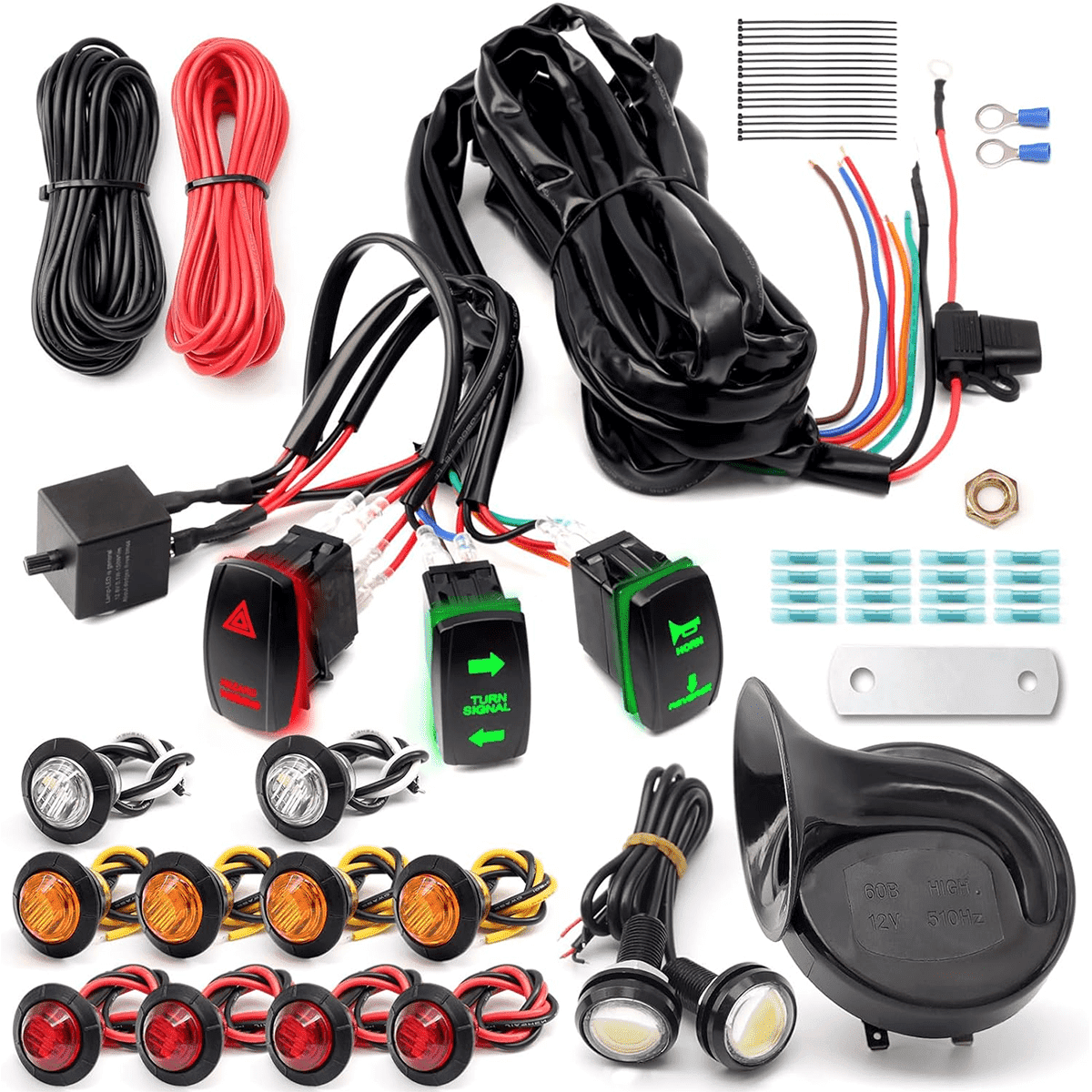 Pre-Wired ATV UTV Turn Signal Kit Universal Dirt Bike Street Legal Kit with Horn Reverse Hazard ...