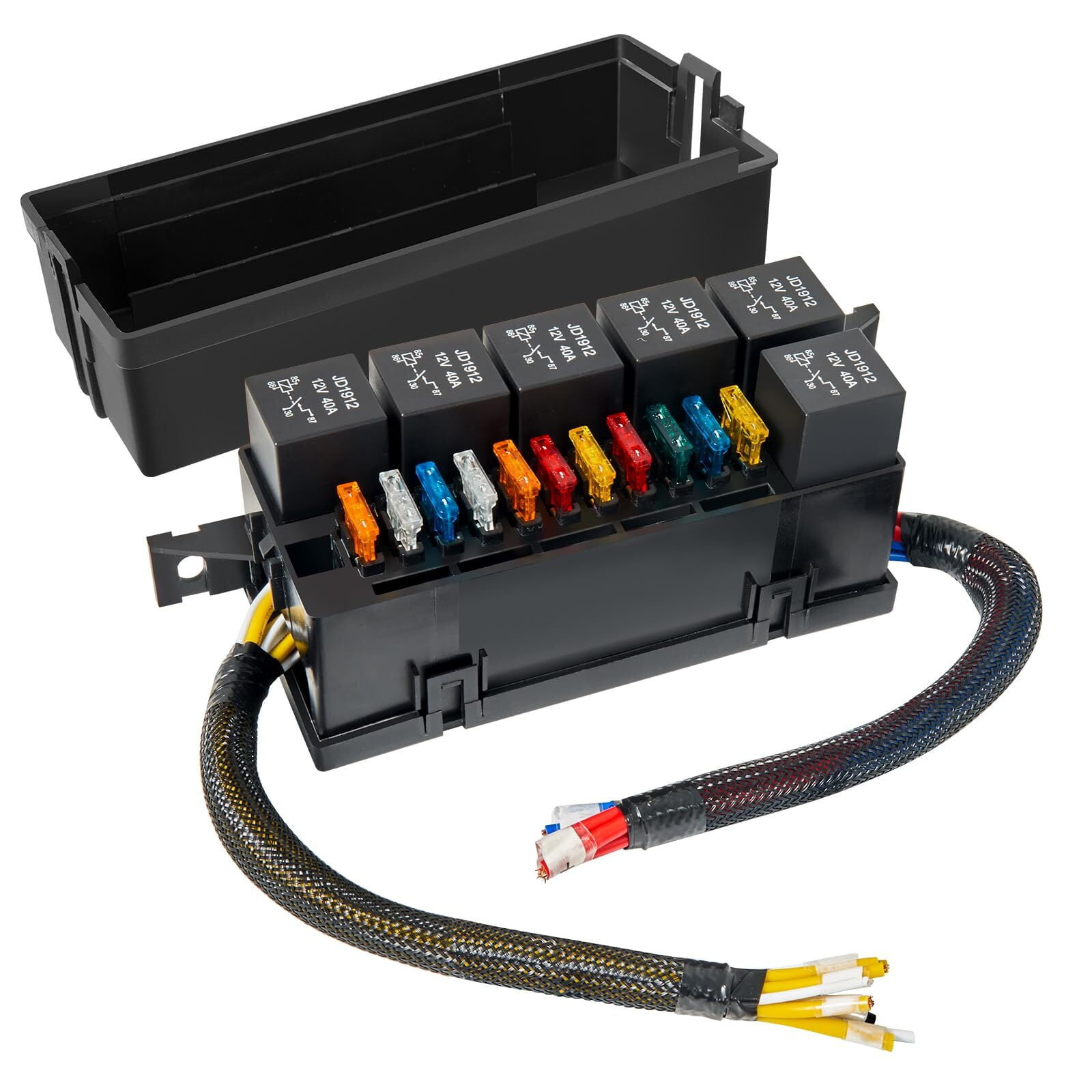 Pre-Wired Fuse Relay Box 12V Fuse and Relay Box with 11 Way ATC/ATO ...