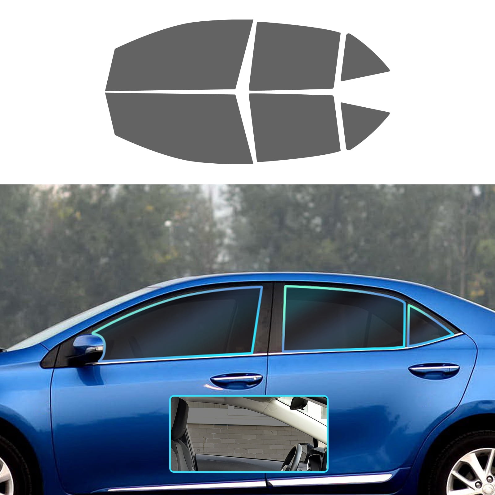 Pre-cut Window Film Tint Kit for Toyota Corolla 2014-2019 Solar Film ...
