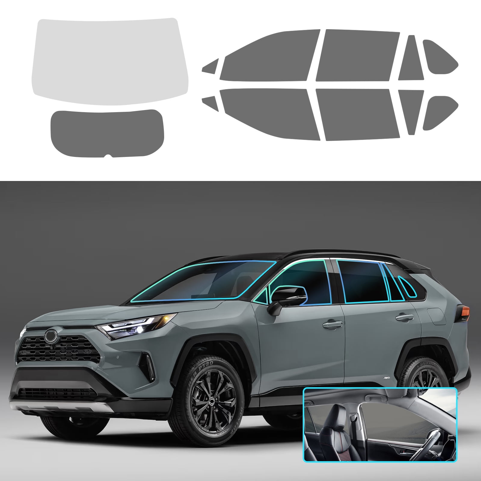 Pre-cut Window Film Tint Kit for Toyota RAV4 2019-2024 Solar Film PVC ...
