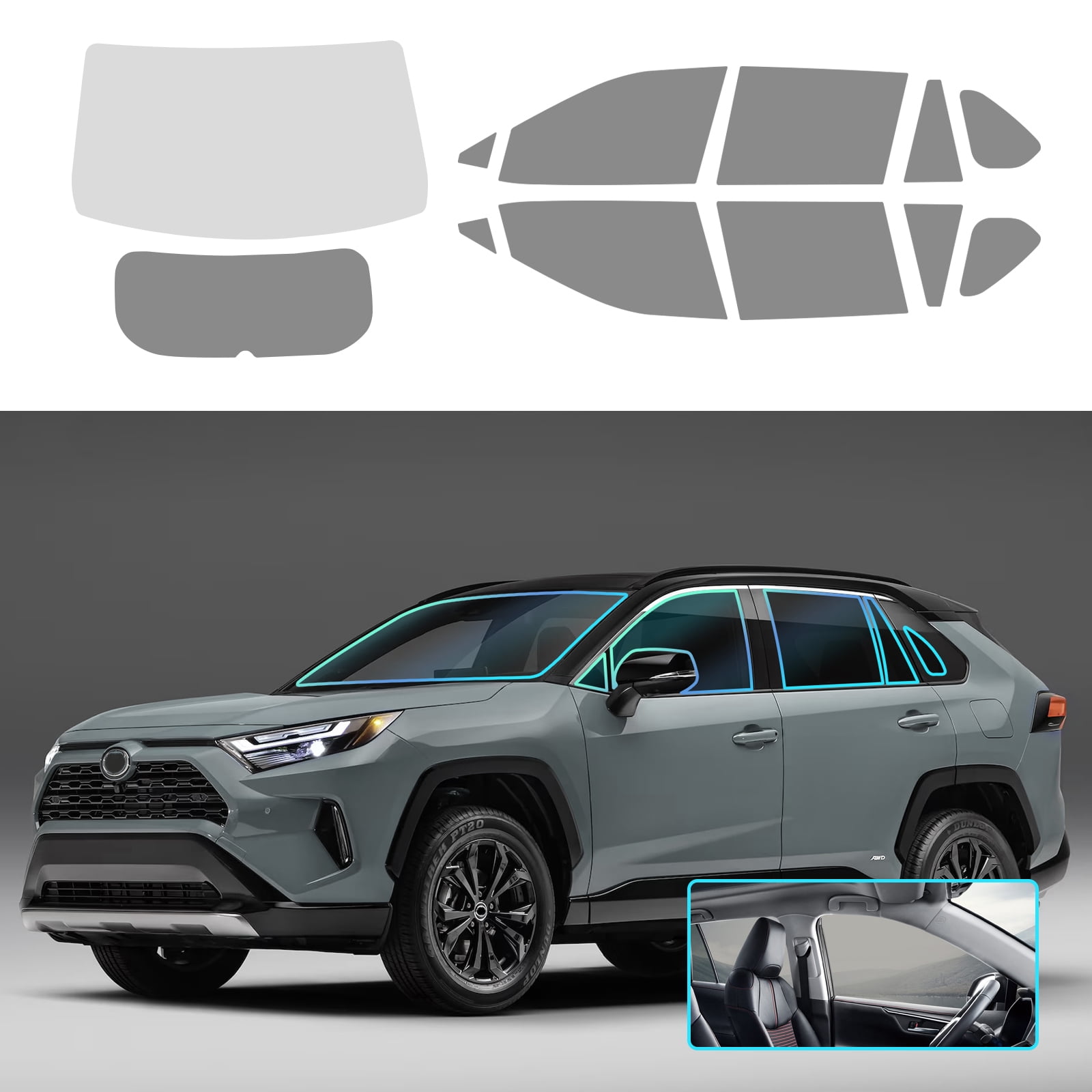 Pre-cut Window Film Tint Kit for Toyota RAV4 2019-2024 Solar Film PVC ...