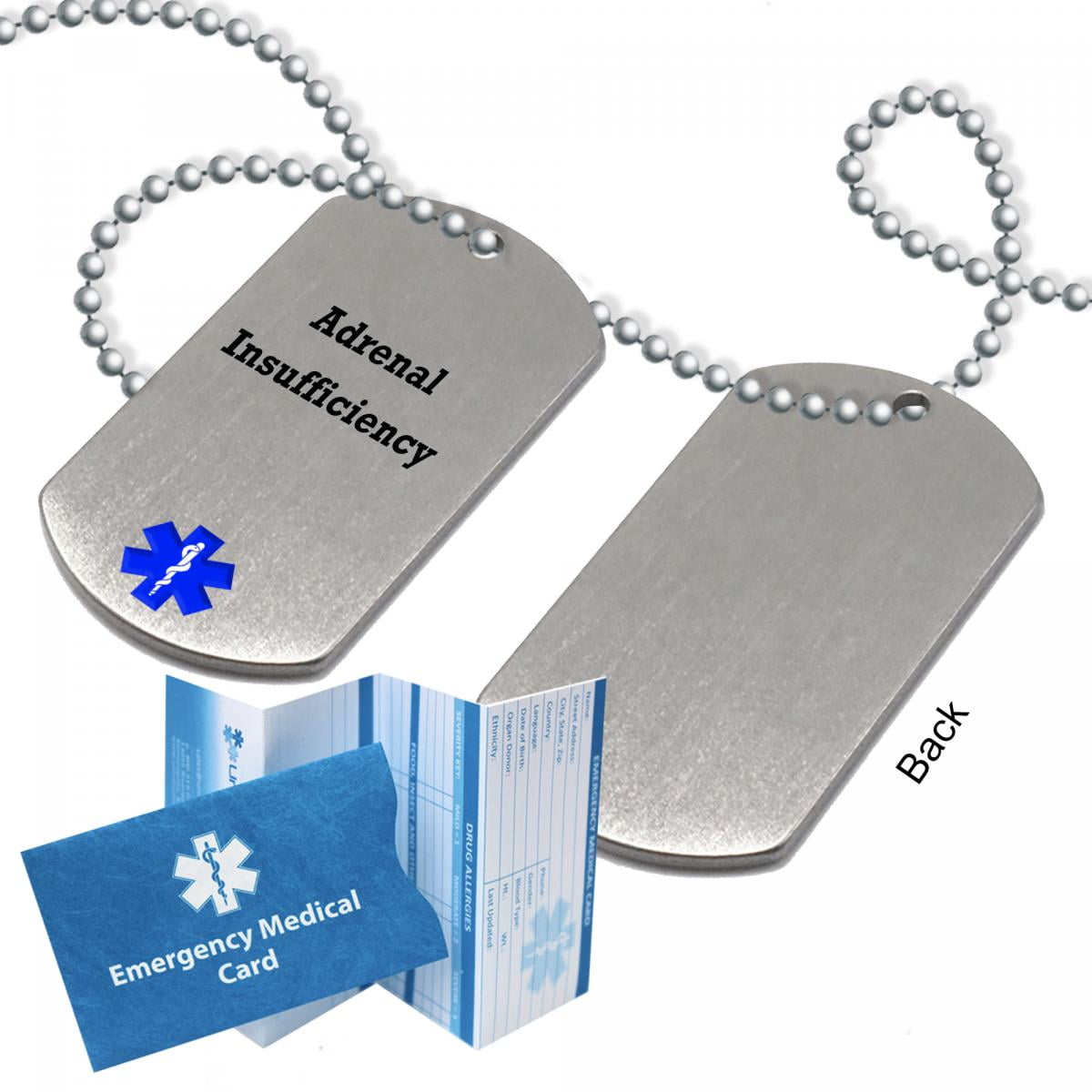 Pre-engraved "ADRENAL INSUFFICIENCY" Stainless Steel Medical Alert Dog ...