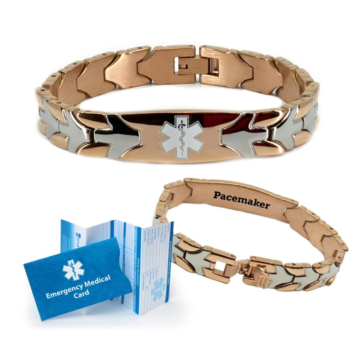 Pre-engraved "PACEMAKER" Rose Gold Chevron Arrow Design Medical Alert ...