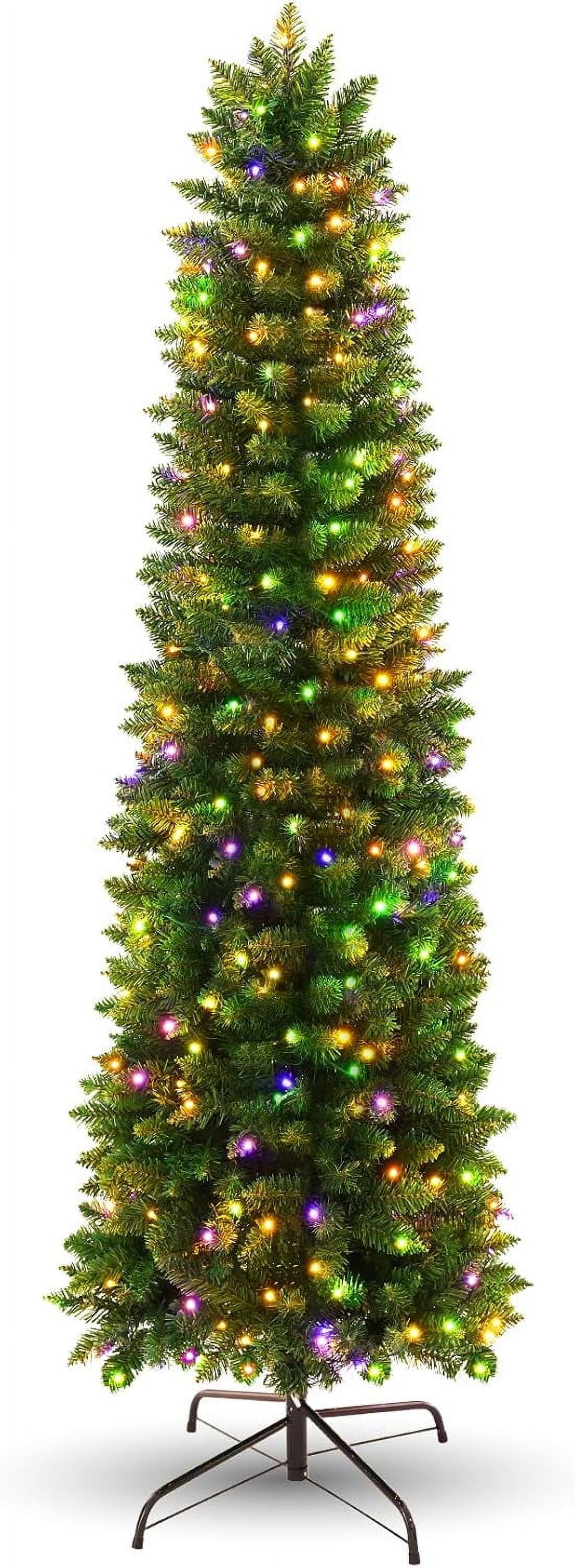 Pre-lit Christmas Artificial Tree Narrow Lighted Pencil Tree, 6ft ...