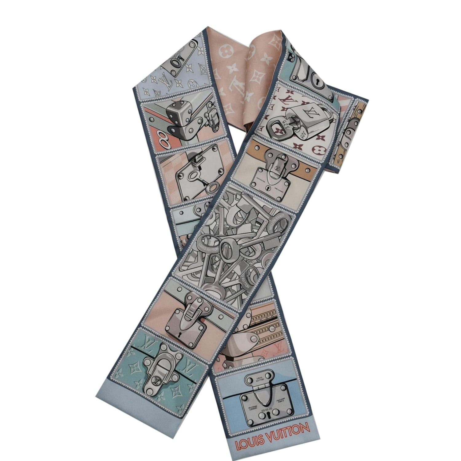 Pre-Owned LOUIS VUITTON Lock It Silk Monogram Pattern Bandeau Bleu ...