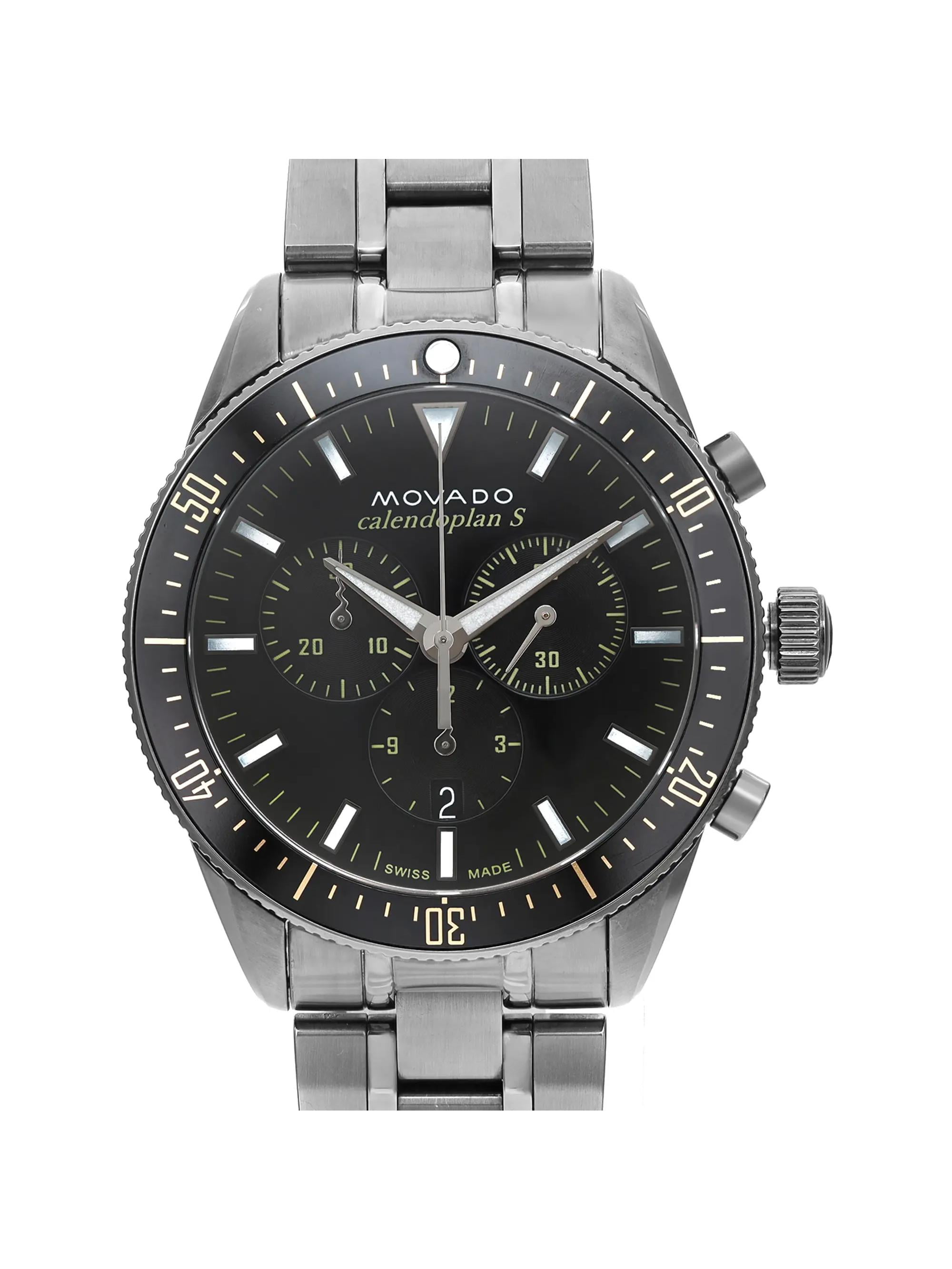 Pre-Owned Movado Heritage 42mm Chronograph Steel Quartz Men Watch ...