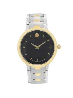 Pre-Owned Movado Luno Museum Steel Black Quartz Mens Watch 0607043 ...