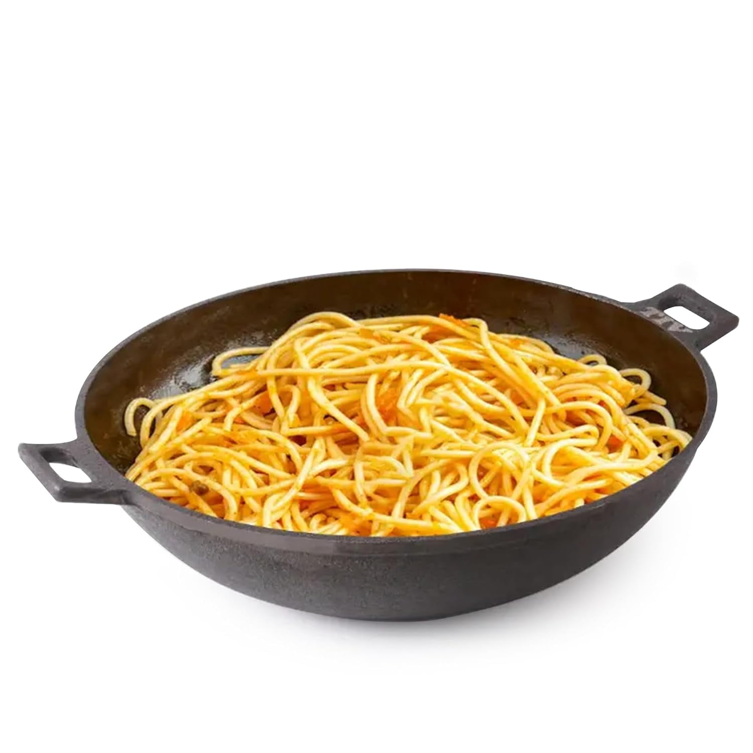 Pre-seasoned Black Cast Iron Wok Kadai | Large, 31cm, 12 Inch, 3.2 Liters, 2.8 Kg | Induction ...