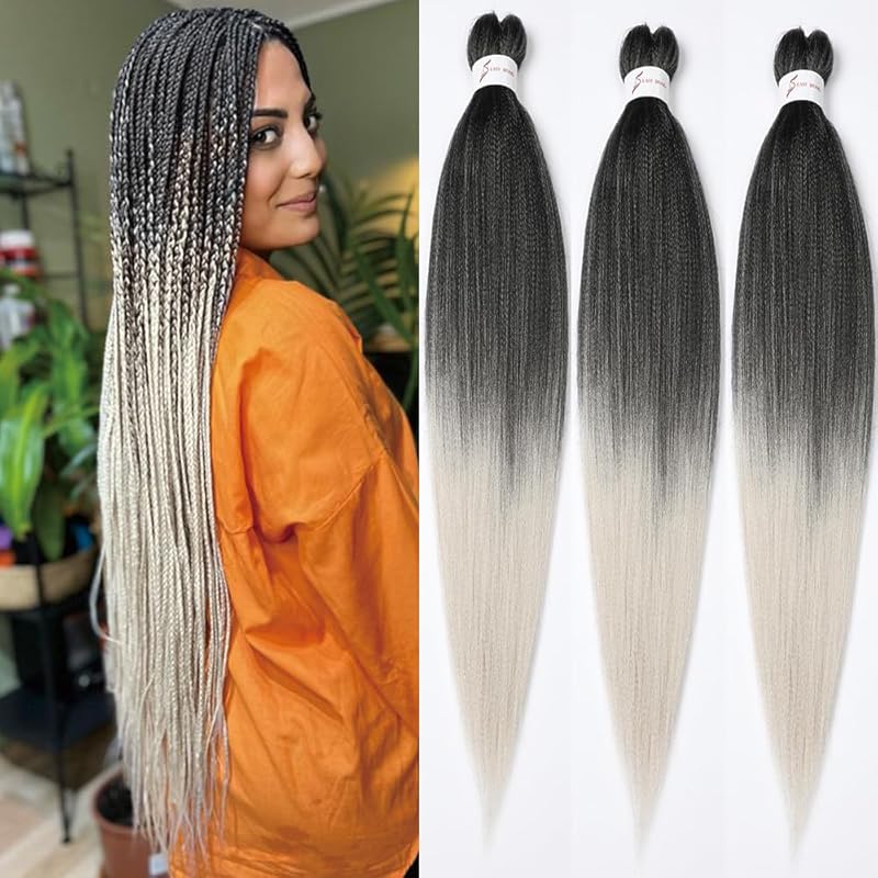 Pre stretched Braiding Hair 32 Inch Pink Braiding Hair Extensions Yaki ...