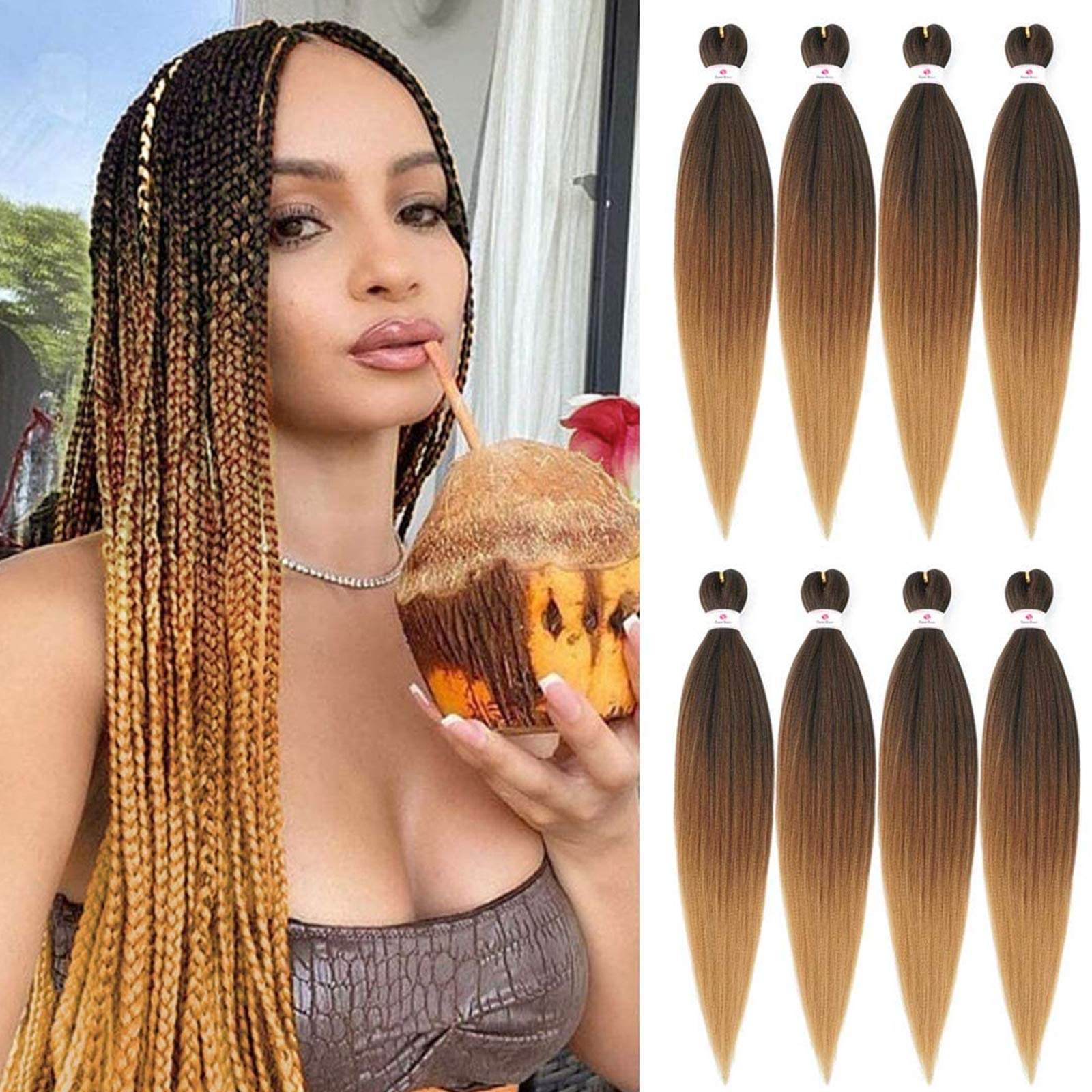 Pre-stretched Braids Hair Professional JKF25 Itch Free Hot Water Setting Synthetic Fiber Ombre ...