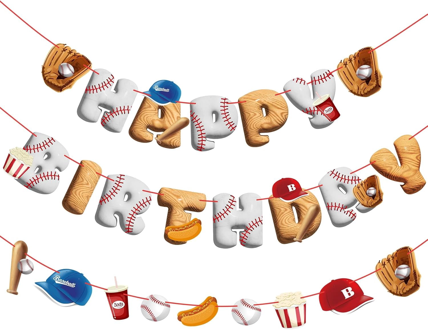 Pre-strung Baseball Party Decorations With Concessions Banner, Sports ...