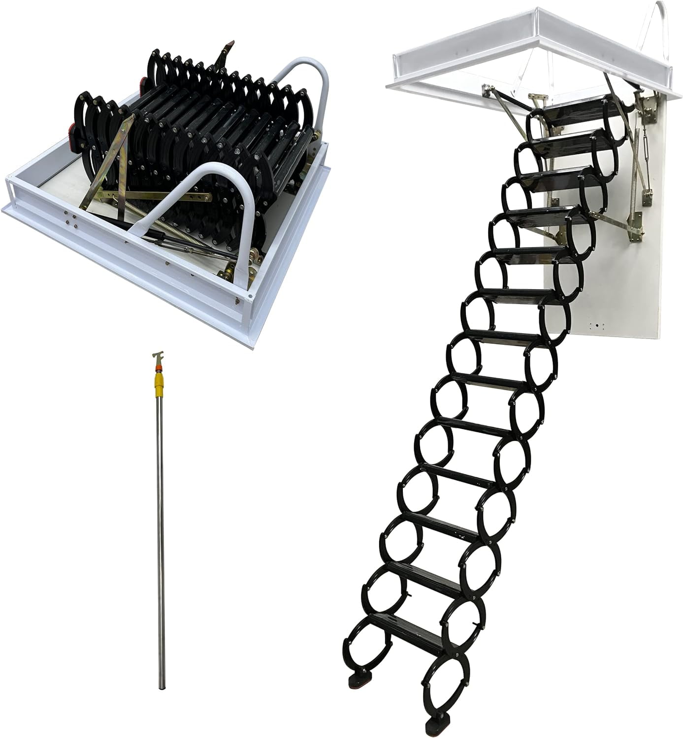 PreAsion 10.5ft Attic Pull Down Ceiling Ladder Stairs Hidden Type Attic ...