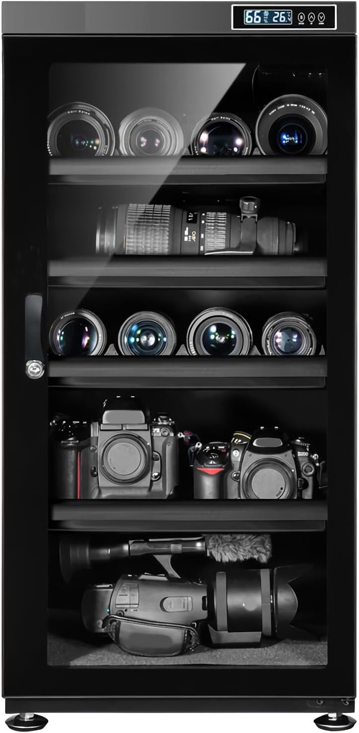 PreAsion 100L 5 Tiers LCD Dehumidify Dry Cabinet Box for Lens Camera ...