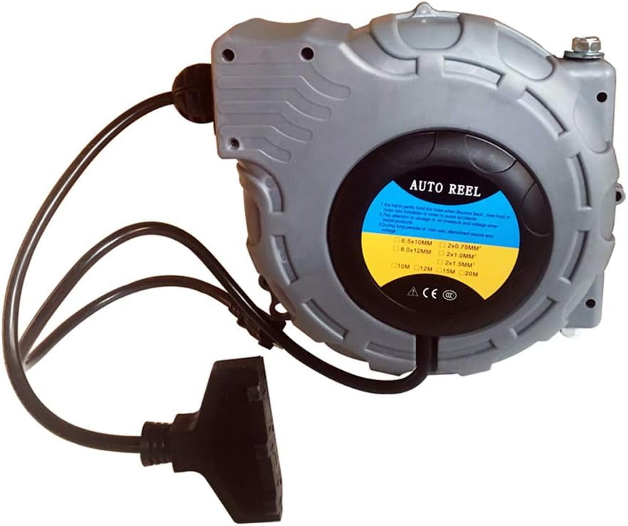 PreAsion 12AWG 40ft Portable Electrical Retractable Extension Cord Reel ...