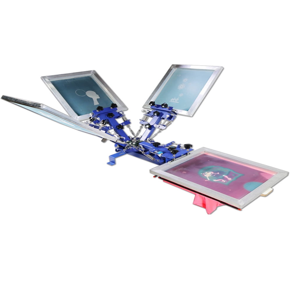 PreAsion 4 Color 1 Station Single Rotating Screen Printing Press ...