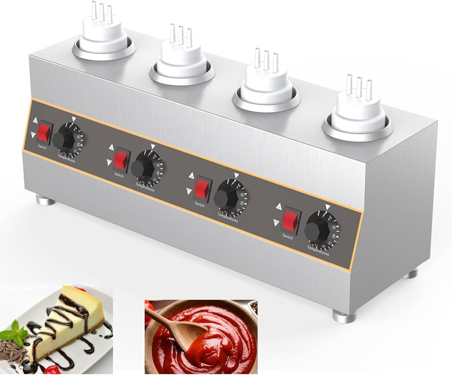 PreAsion 4 Pot Electric Cheese Sauce Warmer Jam Heat Preservation ...