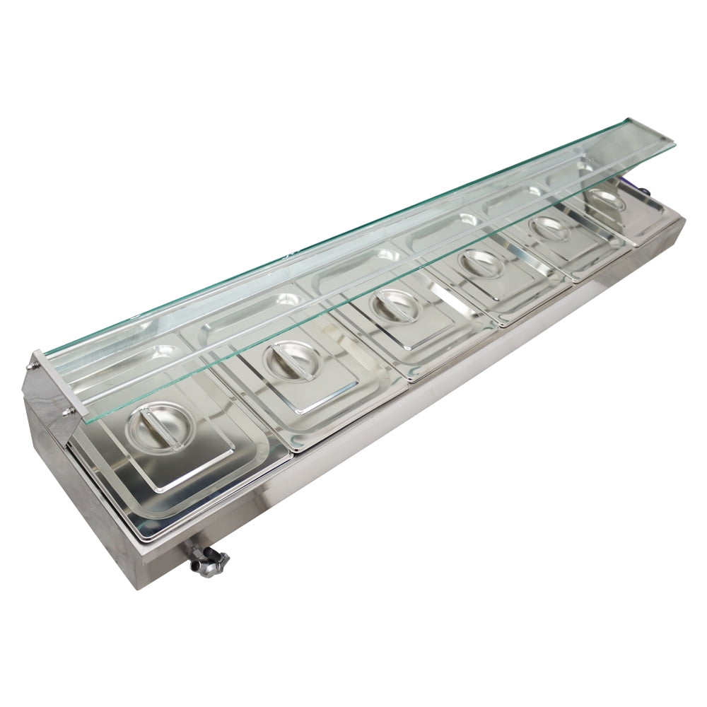 PreAsion 6-Pan Bain-marie Buffet Food Warmer Stove Steam Heater Table ...