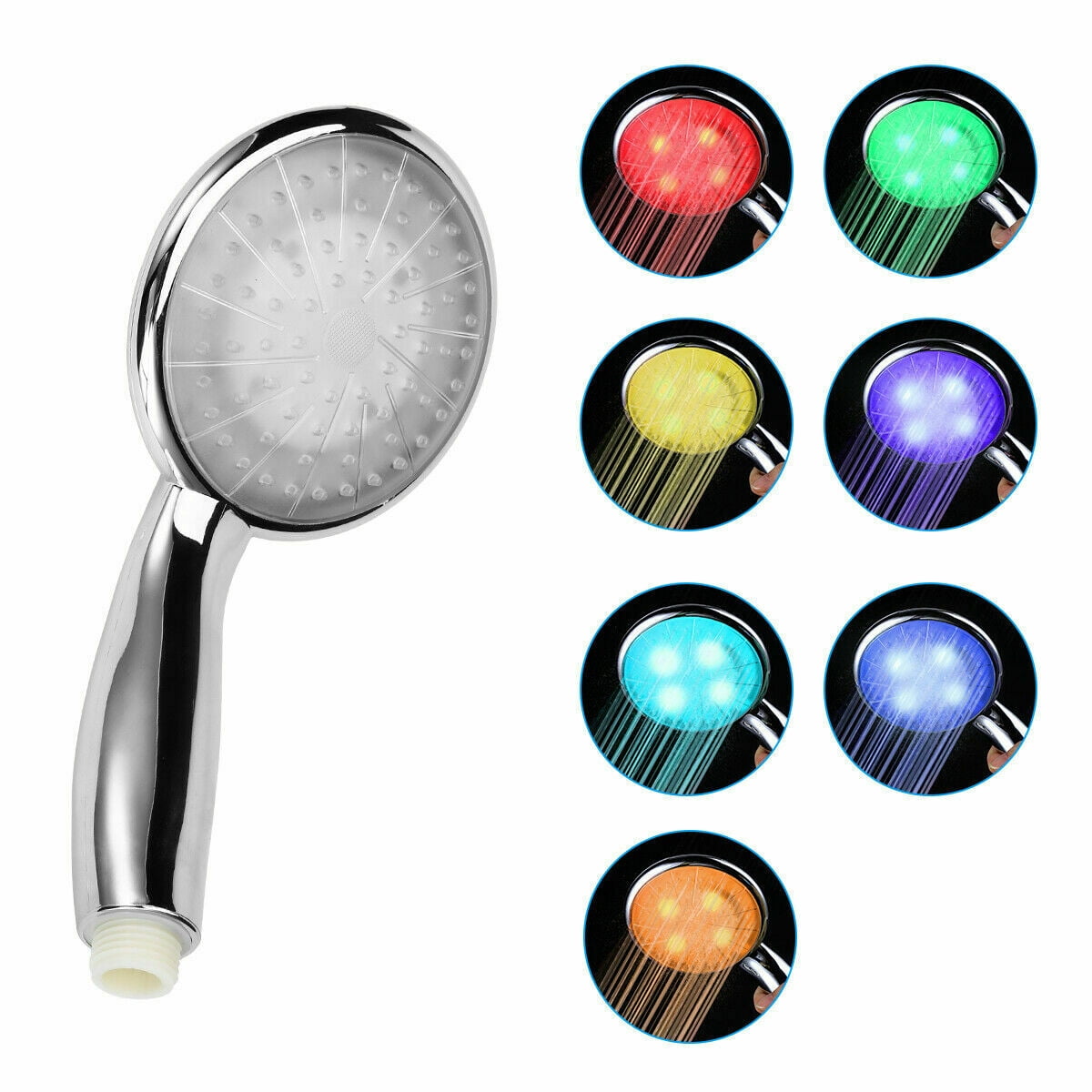 PreAsion 7 Colors Glow Light Changing LED Shower Head Bathroom Spa ...