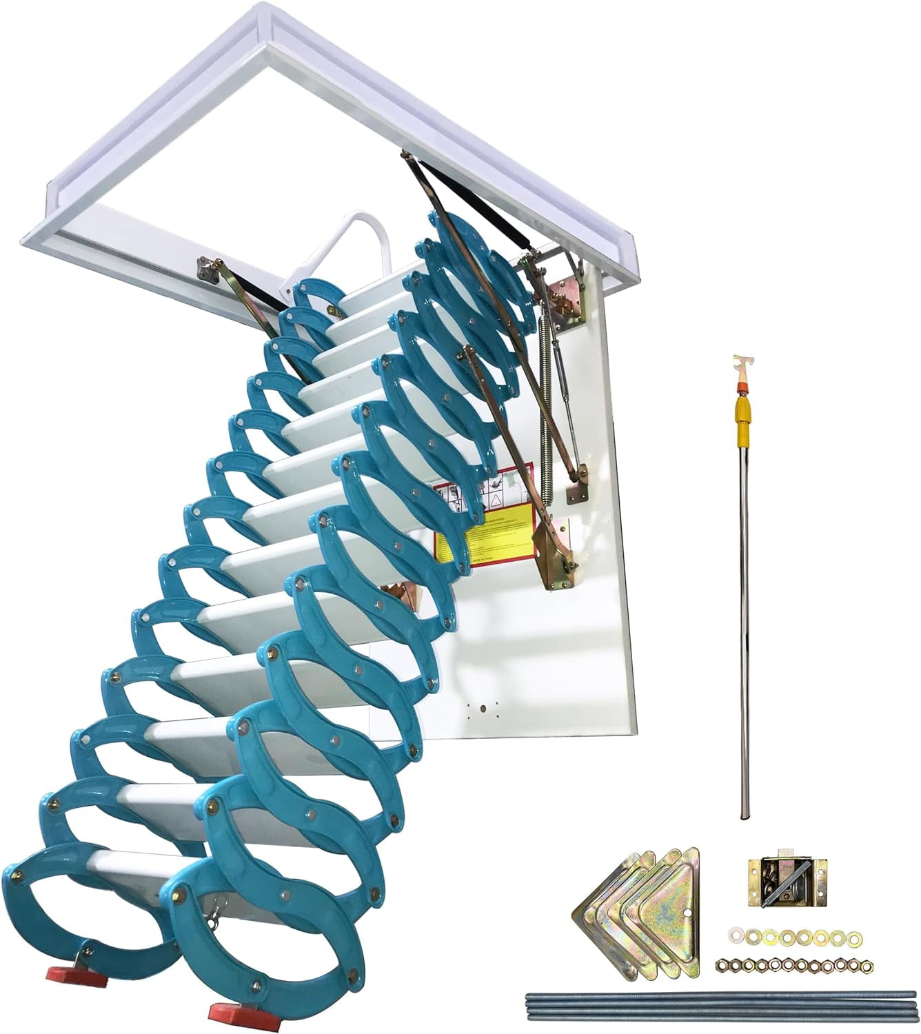 PreAsion Attic Pull Down Ceiling Ladder 10.5ft/13Steps Hidden ...