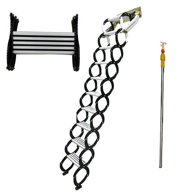 PreAsion Black Narrow Wall Mounted Loft Wall Ladder Pull Folding Down ...