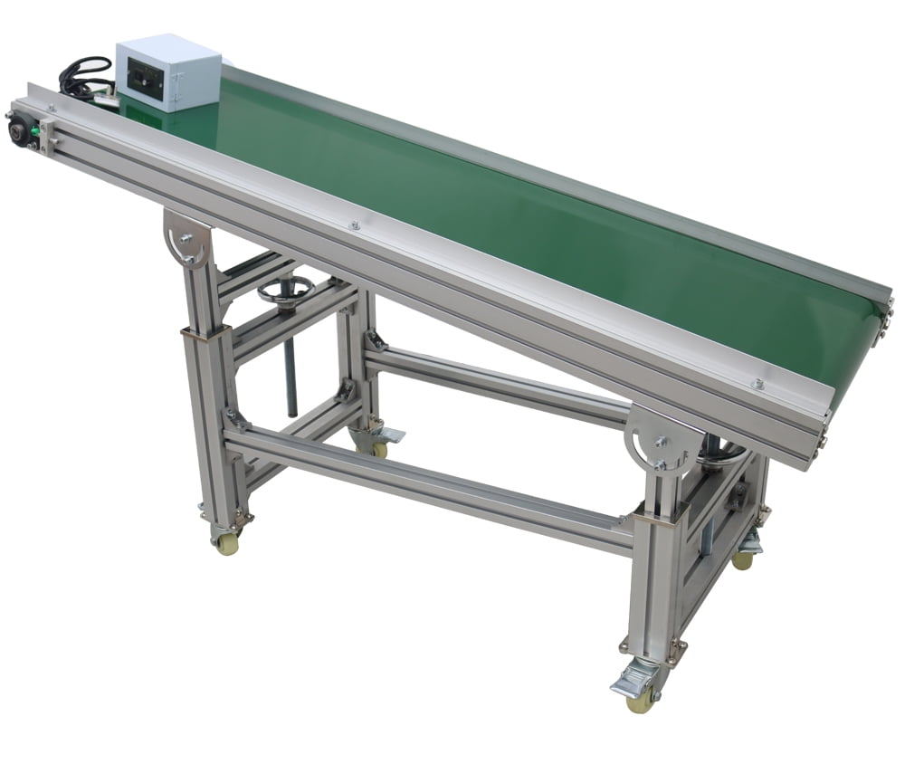 59*15.7" Conveyor with Double Guardrail PVC Belt Inclined Wall Conveyor ...