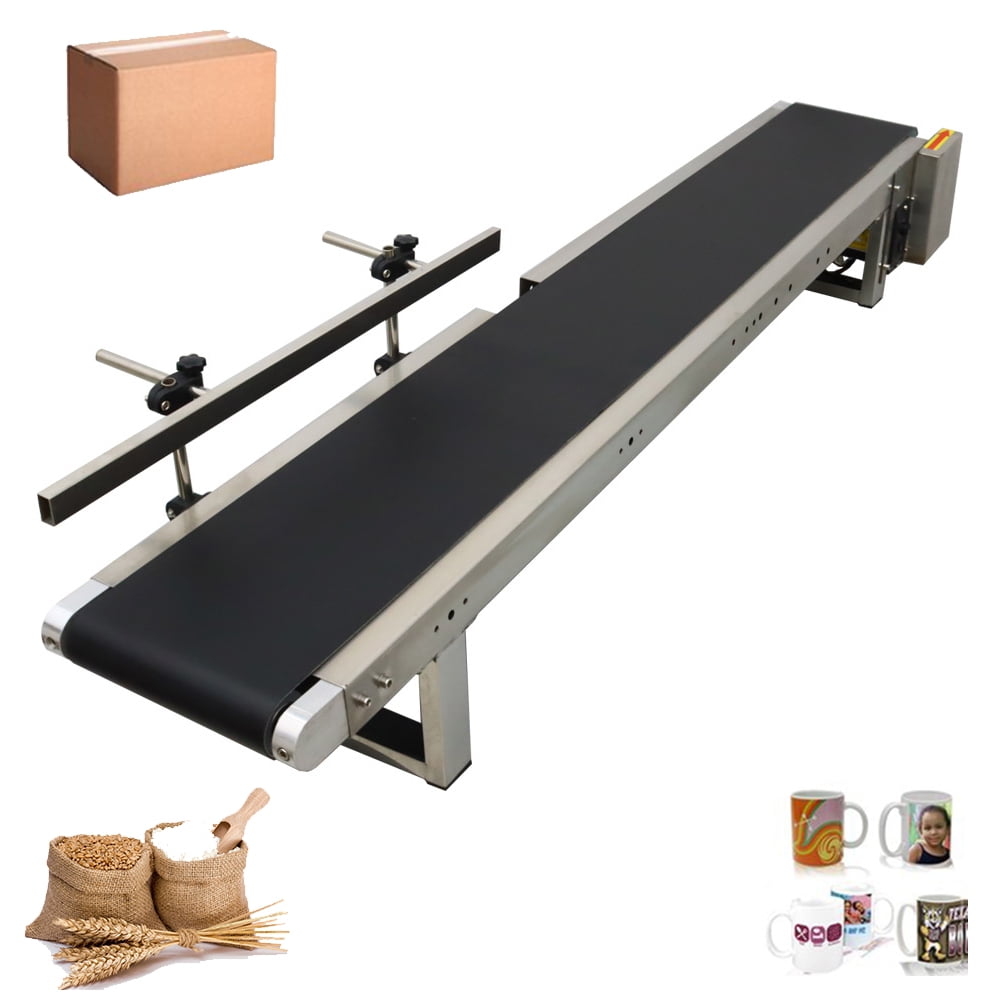 PreAsion Conveyor with Single Guardrail 59*7.8" Black PVC Desktop ...