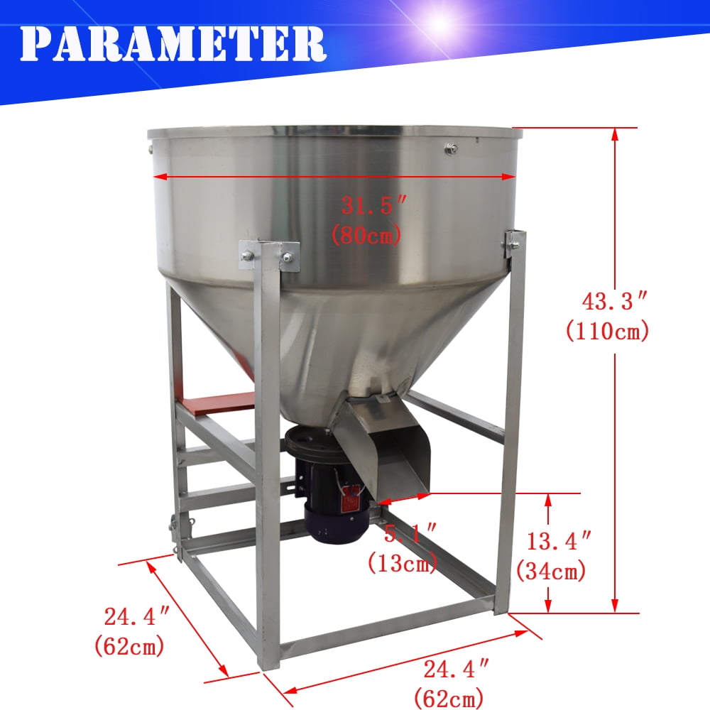 PreAsion Feed Mixer Granular Plastic Food Powder Mixer 150kg/330Lbs SS ...