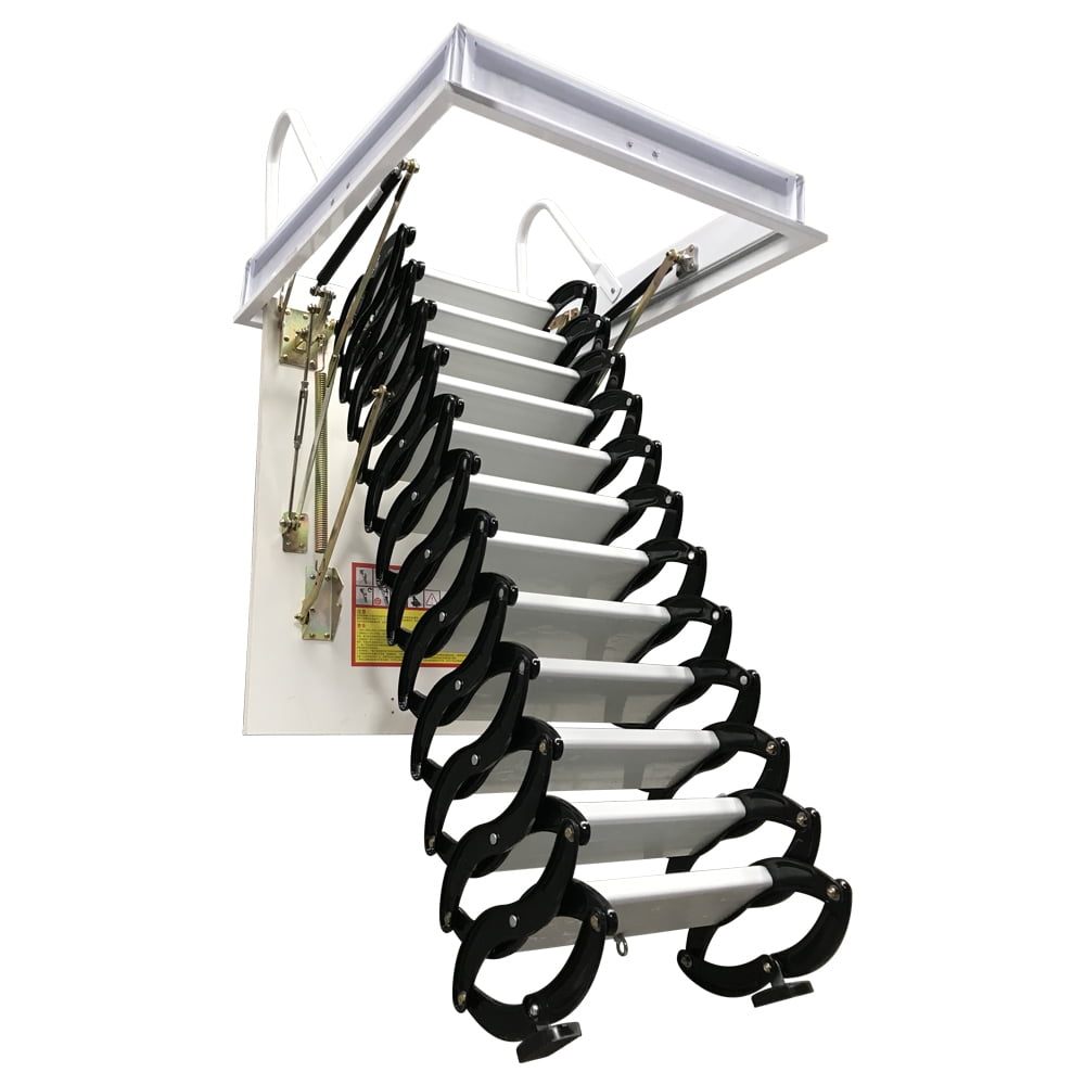 PreAsion Hidden Ceiling Attic Ladder 27.6*35.4inch White 9.8ft Al-mg ...