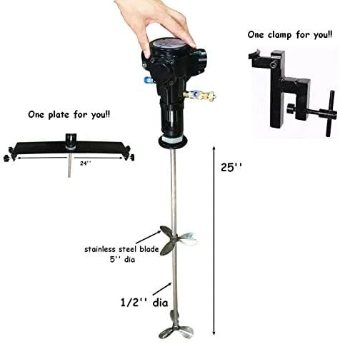 Air Powered Paint Mixer 1/2 HP Pneumatic Paint Mixer For 50-Gallon ...