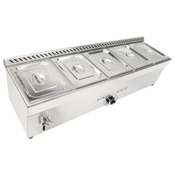 PreAsion Propane Gas Food Warmer Bain-Marie Buffet Steam Table 5 Pan ...