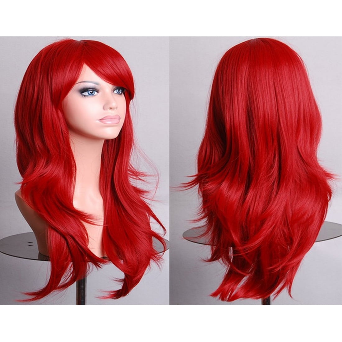 PreAsion Red Anime Wig Long Curly Hair for Cos-play Lolita Party 27 ...