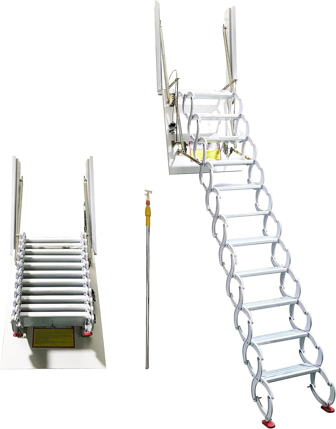 PreAsion White Side-mounted Loft Wall Ladder Stairs Concealed Attic ...