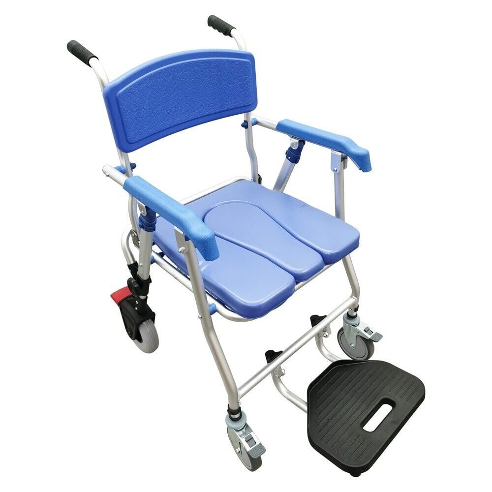 PreAsionAluminum Toilet Chair Shower Chair Wheelchair with Removable ...