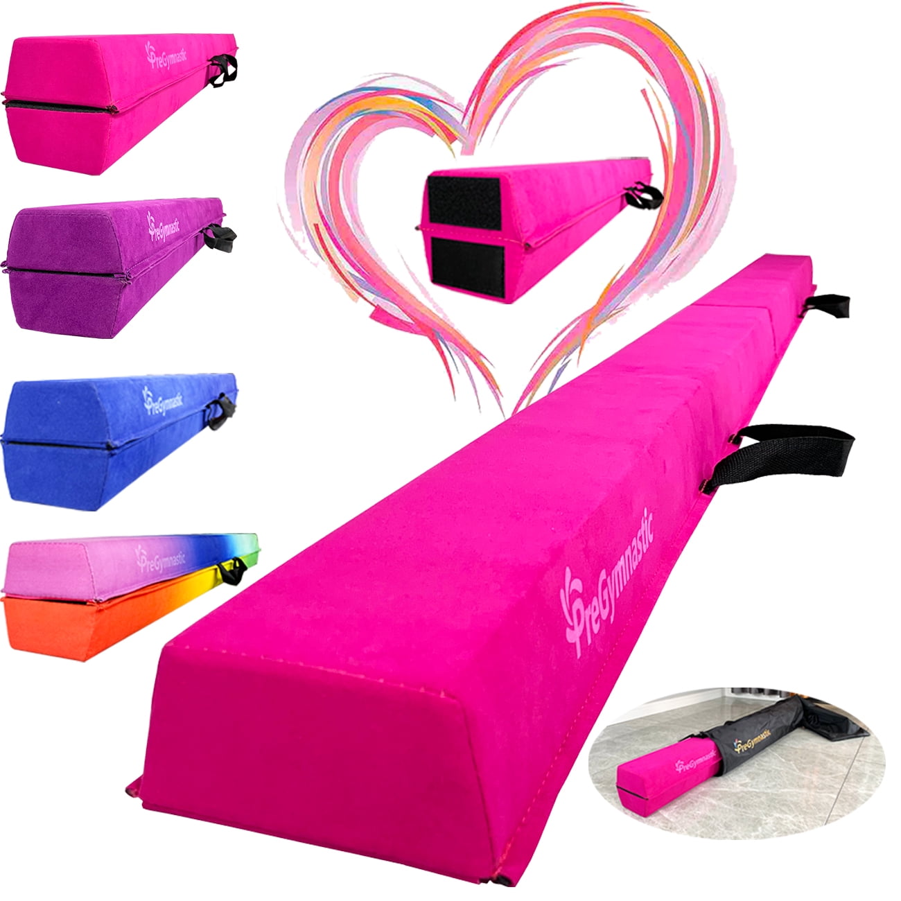 PreGymnastic 6FT/8FT/9.5FT Folding Balance Beam for Kids 3-12,Foldable ...