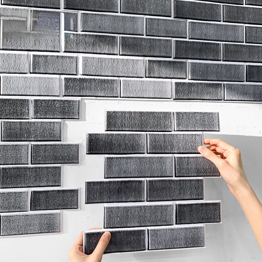 PrePat 10Pcs 3D Wall Sticker Self-adhesive Faux Brick Wall Panel Peel ...