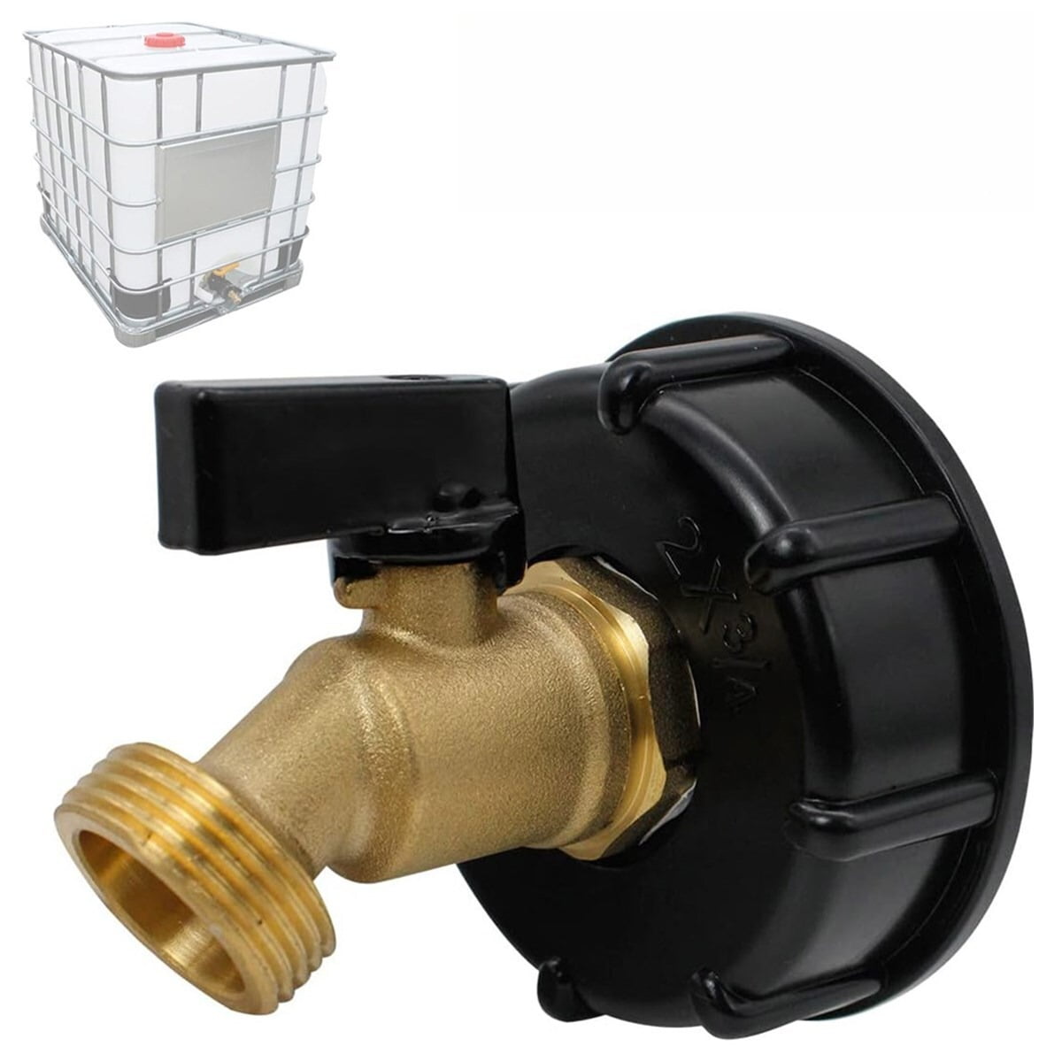 PrePat 275-330 Gallon IBC Tote Water Tank Adapter 2" Brass Fittings ...