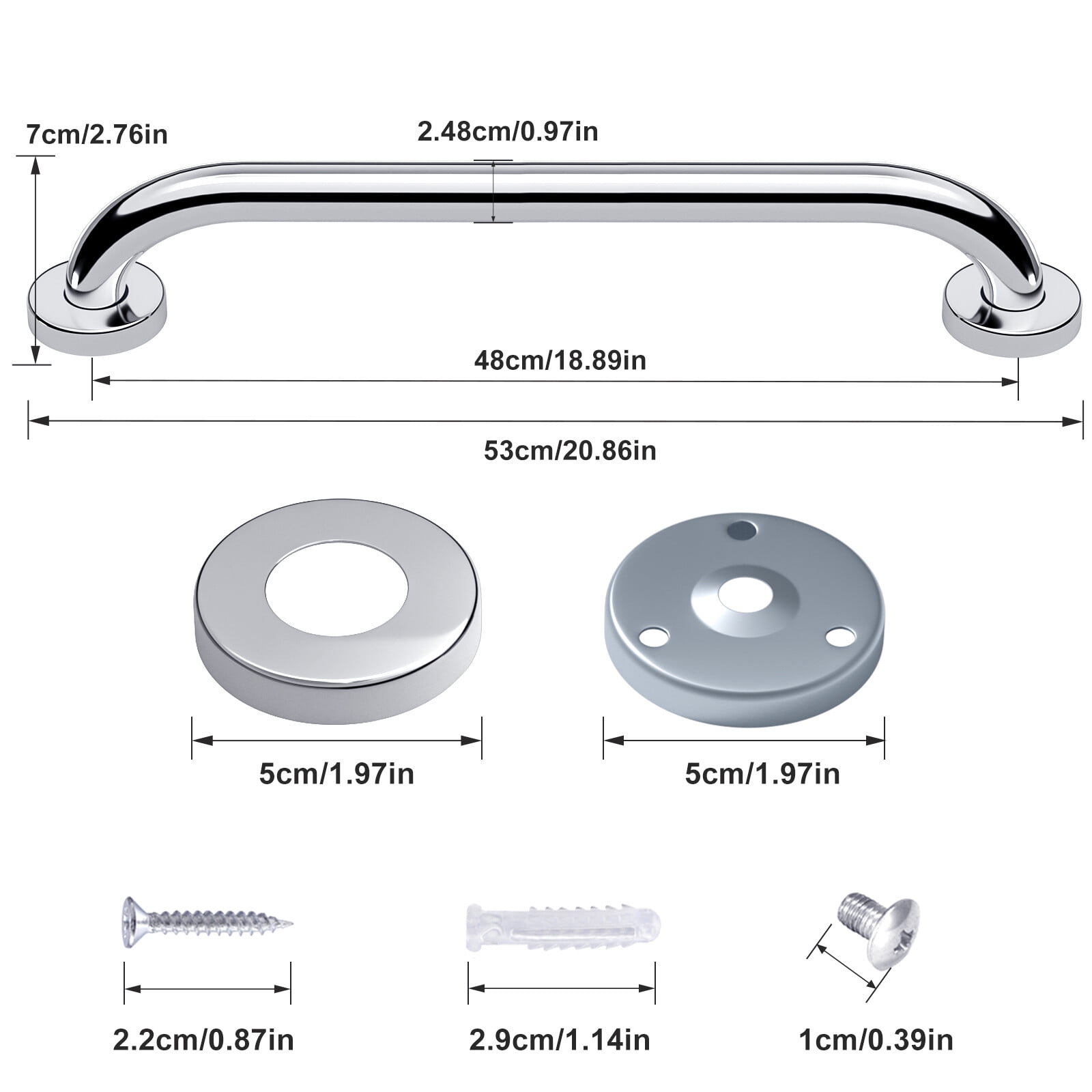 PrePat 2Pack Stainless Steel Shower Grab Bar Bathroom Safety Shower ...