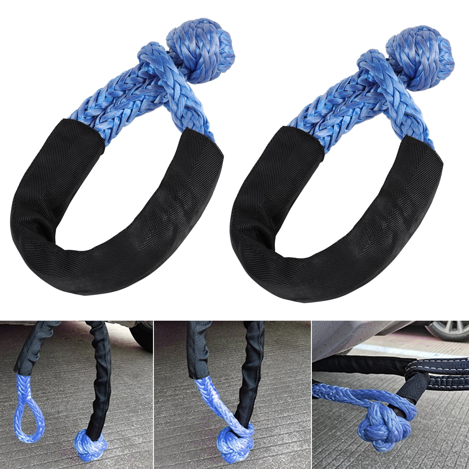 PrePat 2Pcs 1/2" X 22" Soft Shackle Rope Synthetic Tow Recovery Black ...