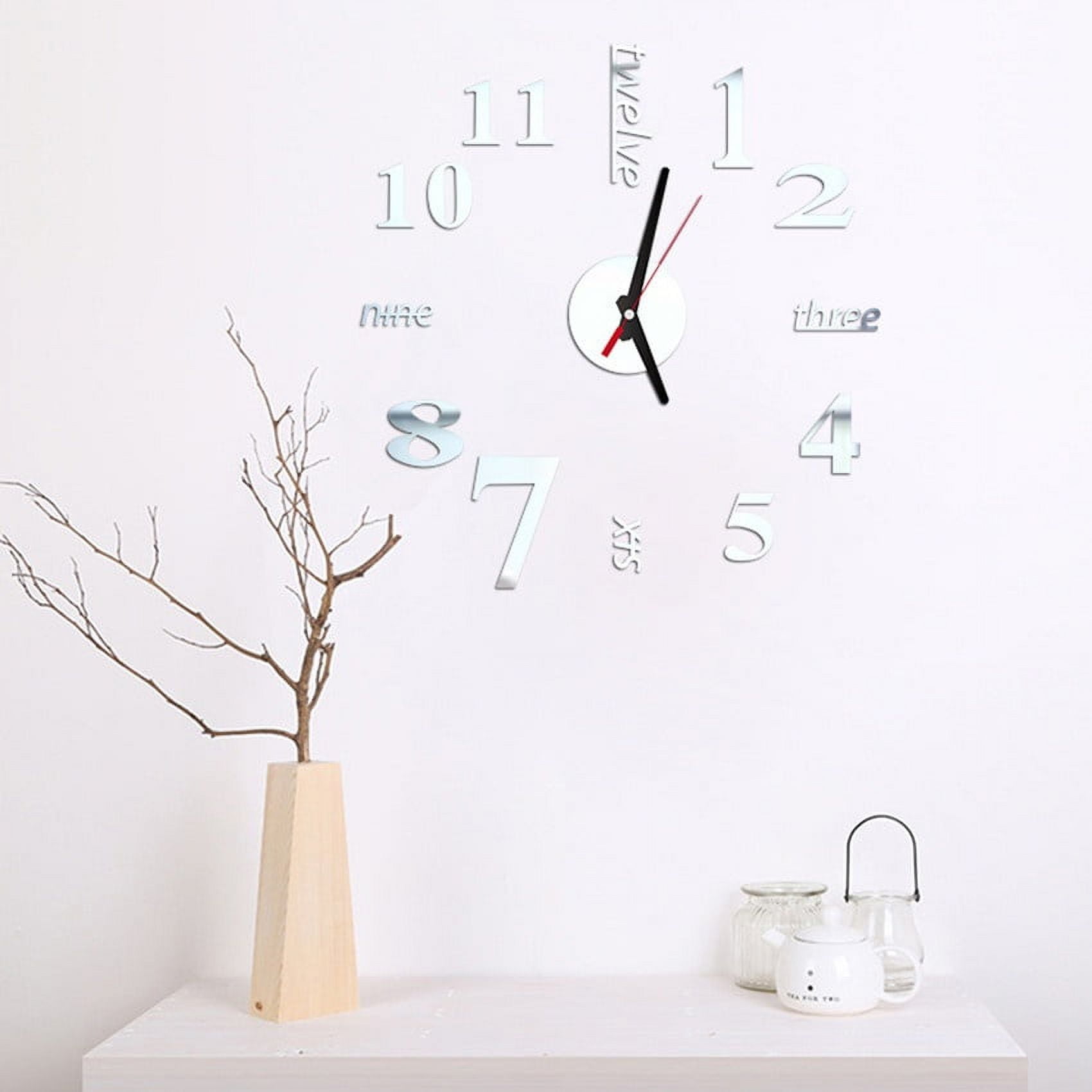 PrePat 3D Wall Clock Mirror Wall Stickers Creative DIY Wall Clocks ...