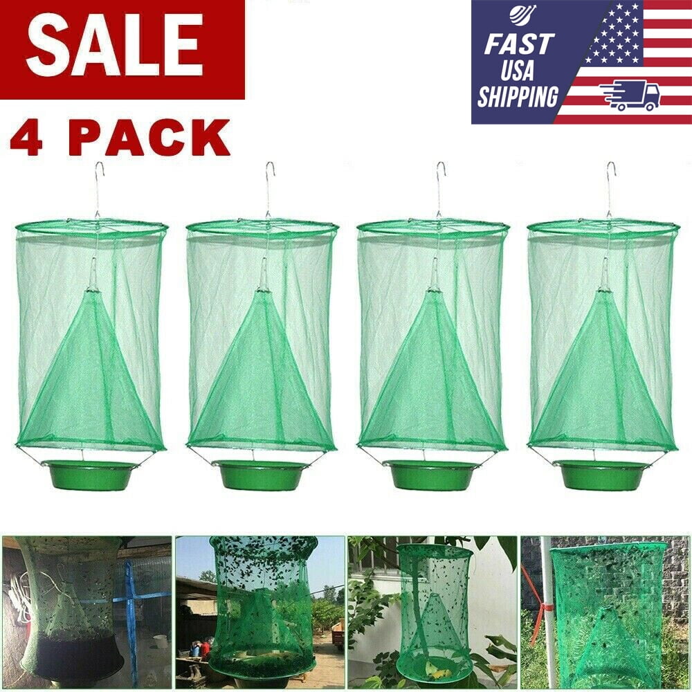 PrePat 4 Pcs The Ranch Fly Trap Outdoor Fly Trap Killer Bug Net Cage ...