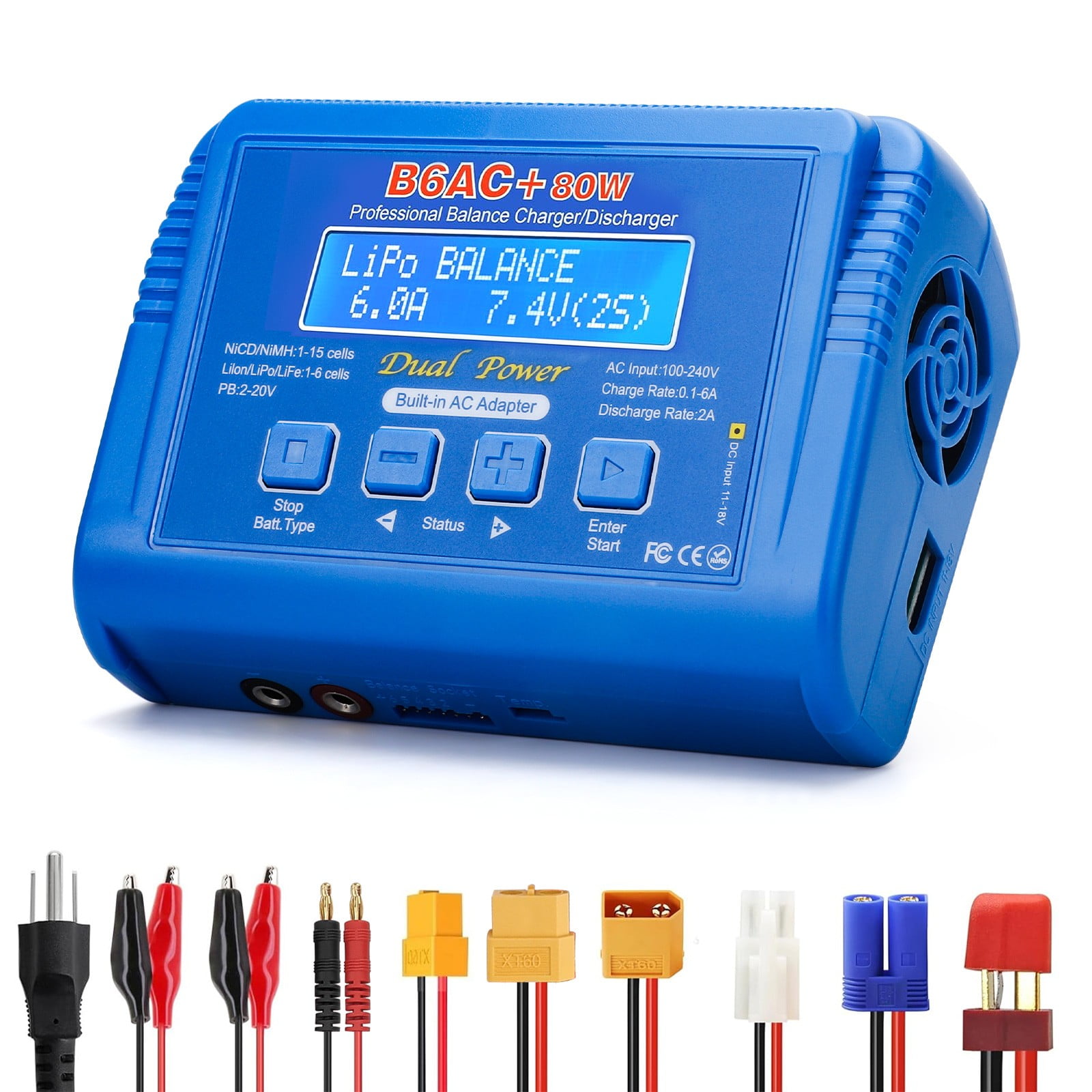 PrePat B6 AC 80W RC LiPo Battery Balance Charger 6A Discharger for Li ...