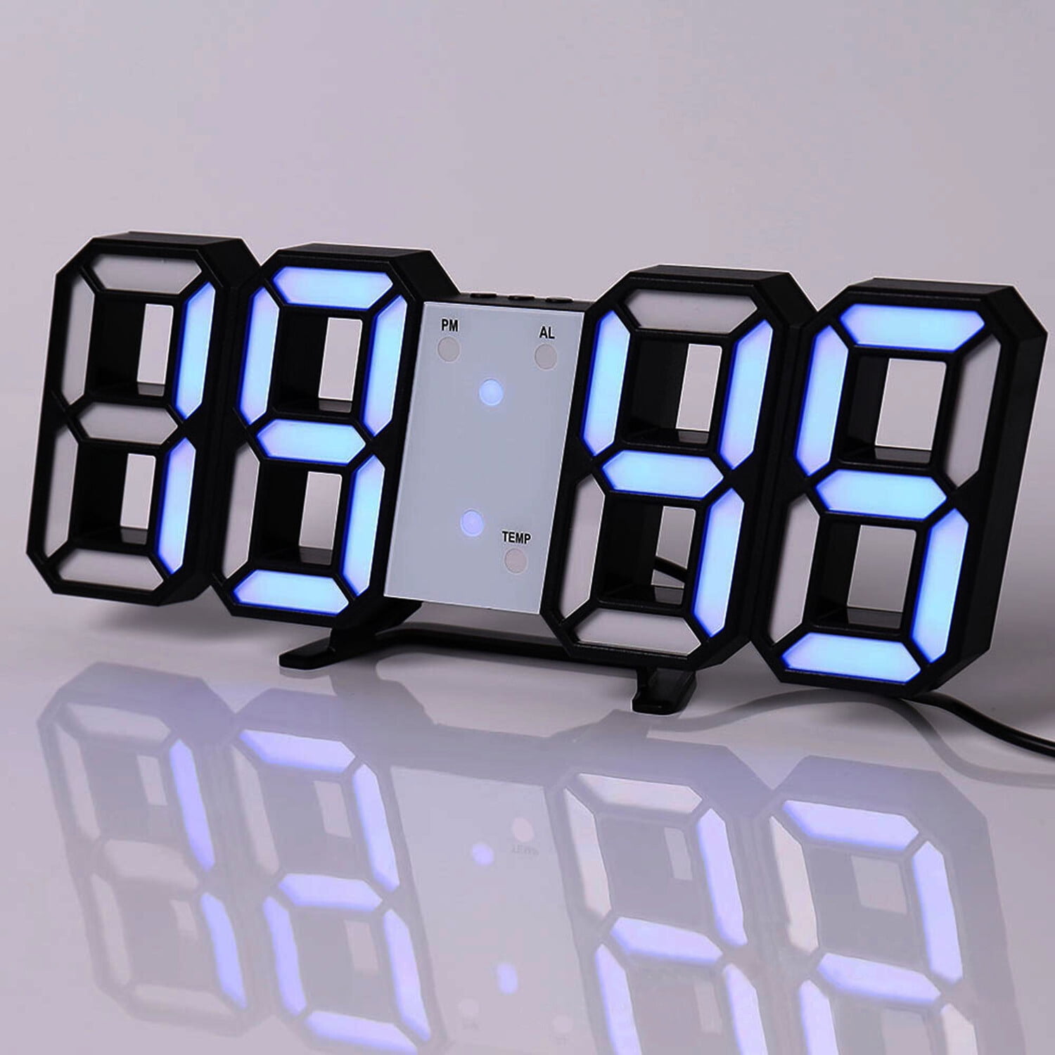PrePat Digital 3D LED Big Wall Desk Alarm Clock Snooze 12/24 Hours Auto ...