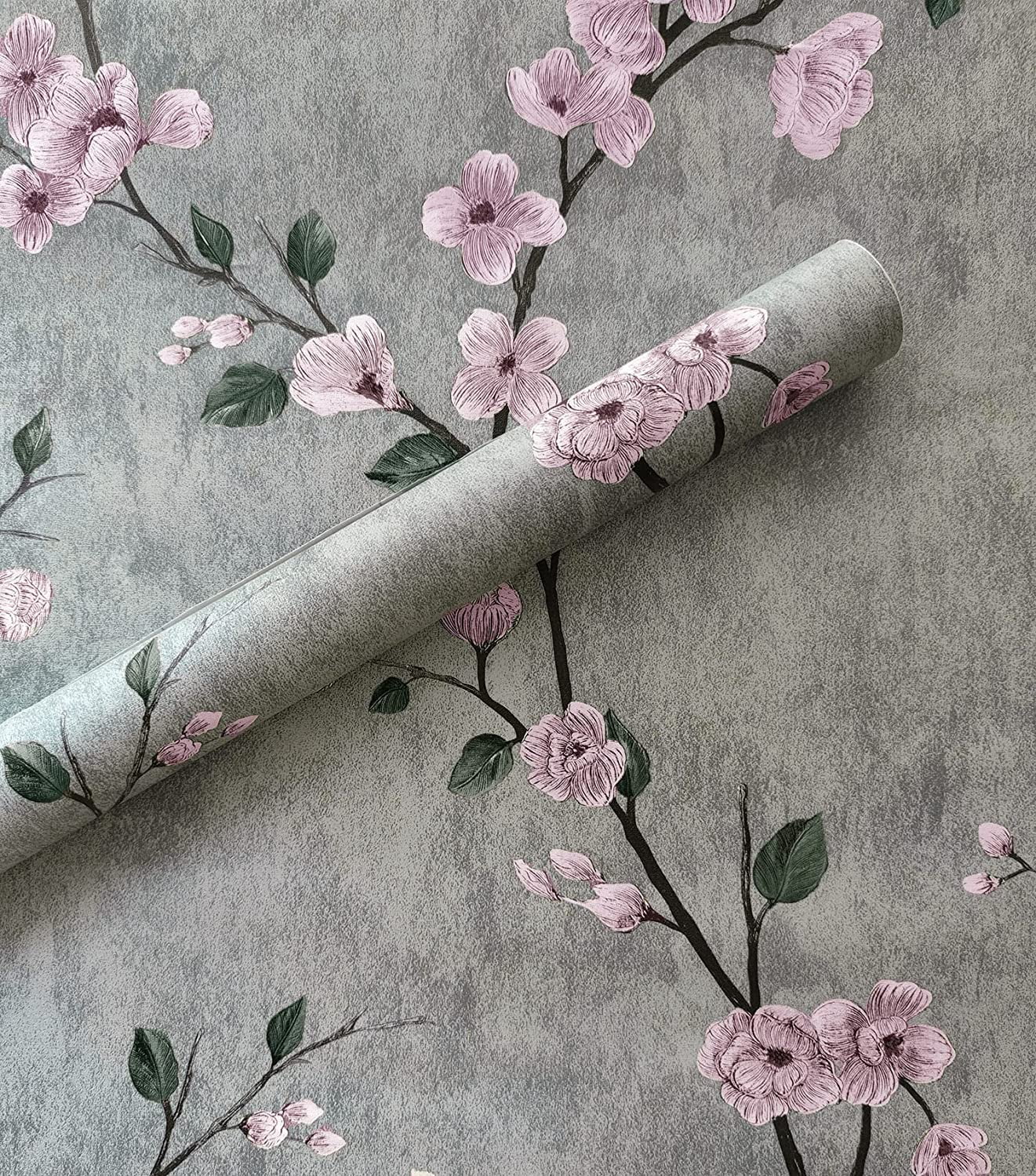 PrePat Floral Wallpaper Grey Peel and Stick Wallpaper Flower Self ...