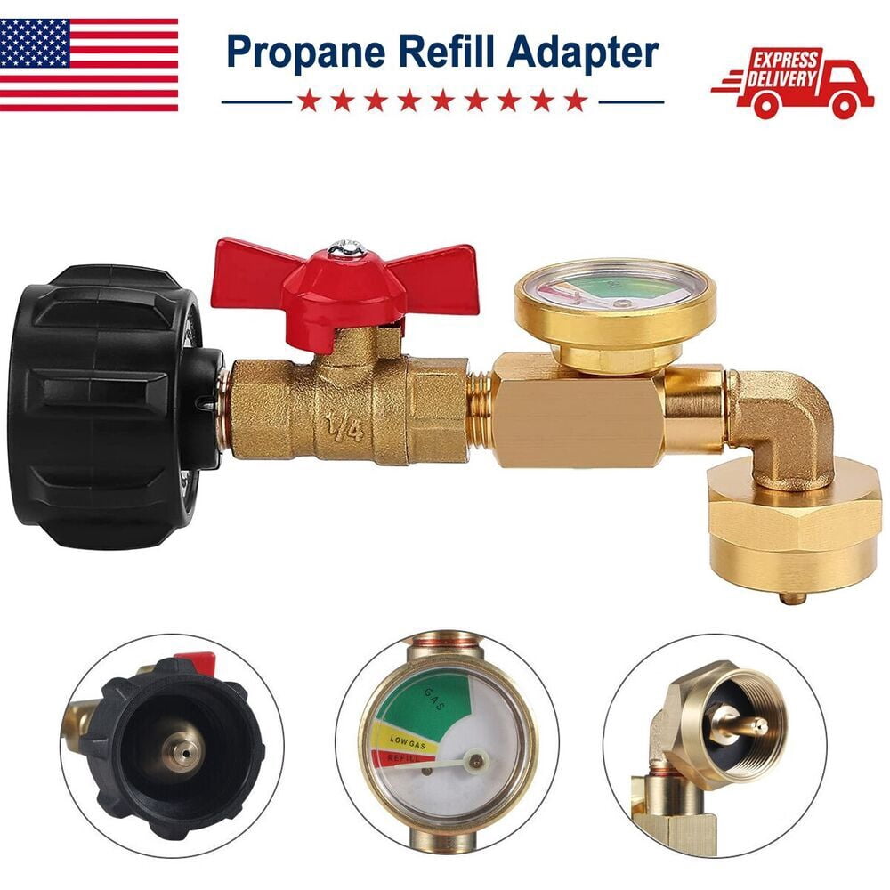 PrePat Propane Refill Adapter Hose with Pressure Gauge QCC1 Type For 1 ...