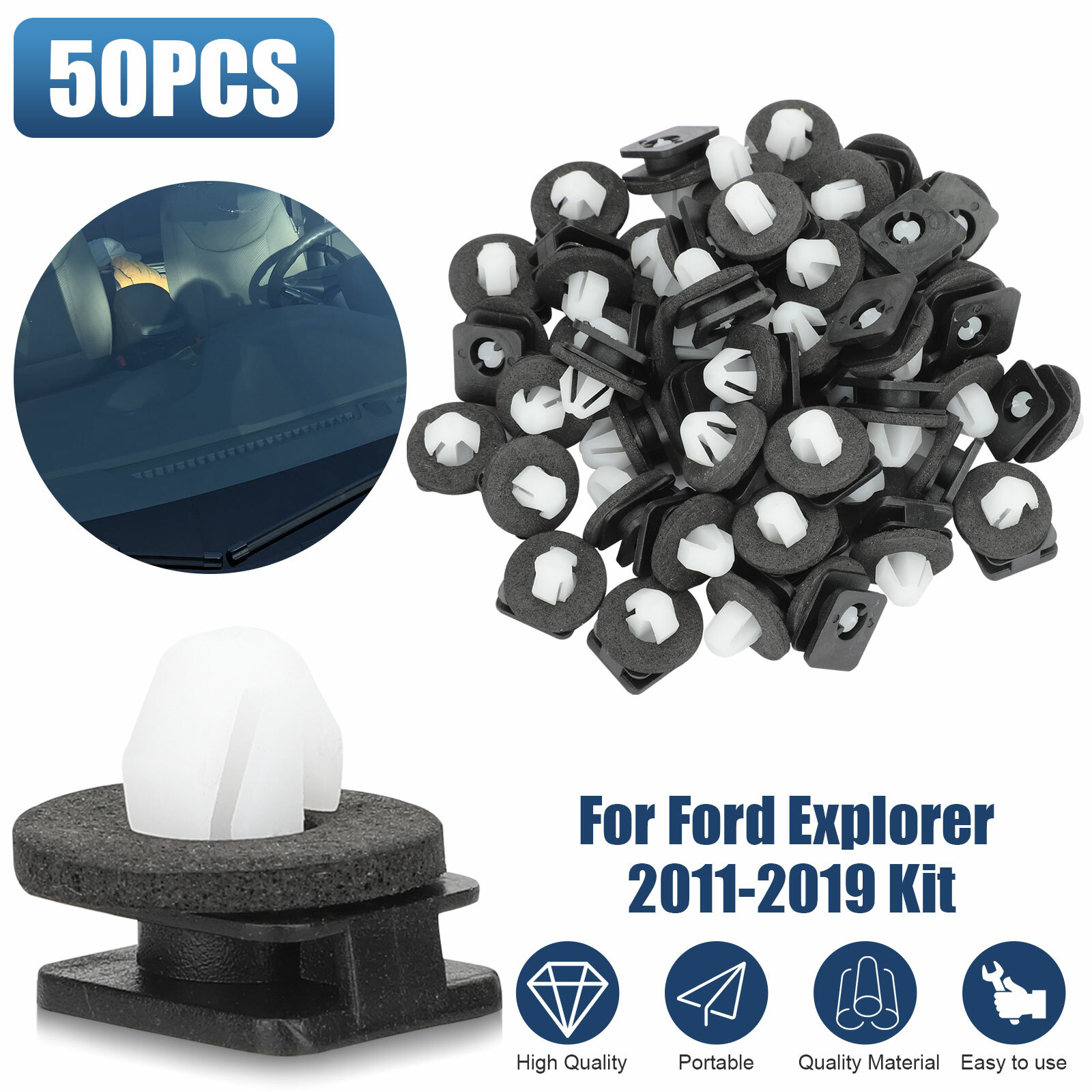 PrePat Windshield Molding Outer Trim Pillar Driver Side Clip For 11-19 ...