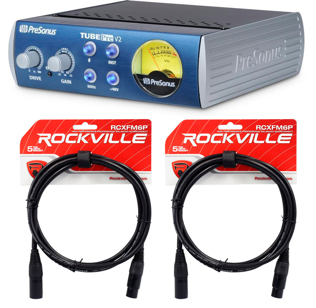 PreSonus TubePre V2 Vacuum Tube Preamp/DI Direct Box and (2) 6' XLR ...